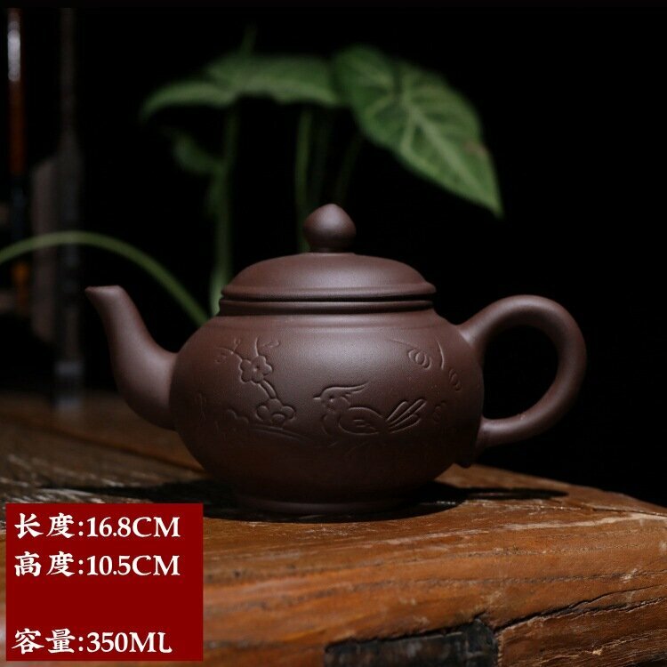 Чайник для заваривания чая, большой чайник из фиолетовой глины с цветочными и птичьими узорами, горизонтальный чайник для домашнего использования, устойчивый к высоким температурам, новый керамический чайный сервиз.