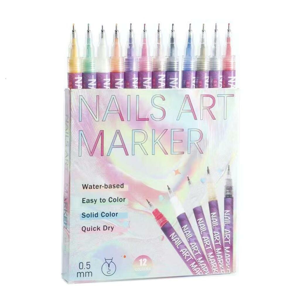 Акриловые маркеры для ногтевого дизайна, 12 цветов