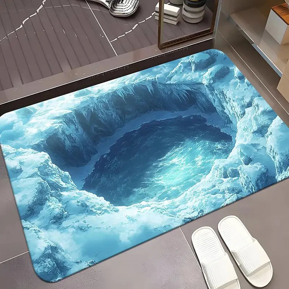 Коврик для ванной 60x90 см 3D-эффект из полиэстера с основой из искусственной замши