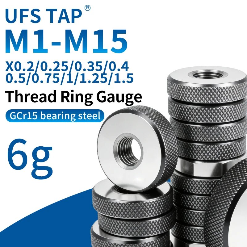 Калибровочные кольца UFS 6 шт. M1-M15 для метрической резьбы M12X1 6g T Z