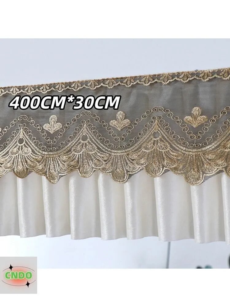 Ламбрекен для штор самоклеящийся, без сверления, короткий, тканевый с кружевом, в европейском стиле