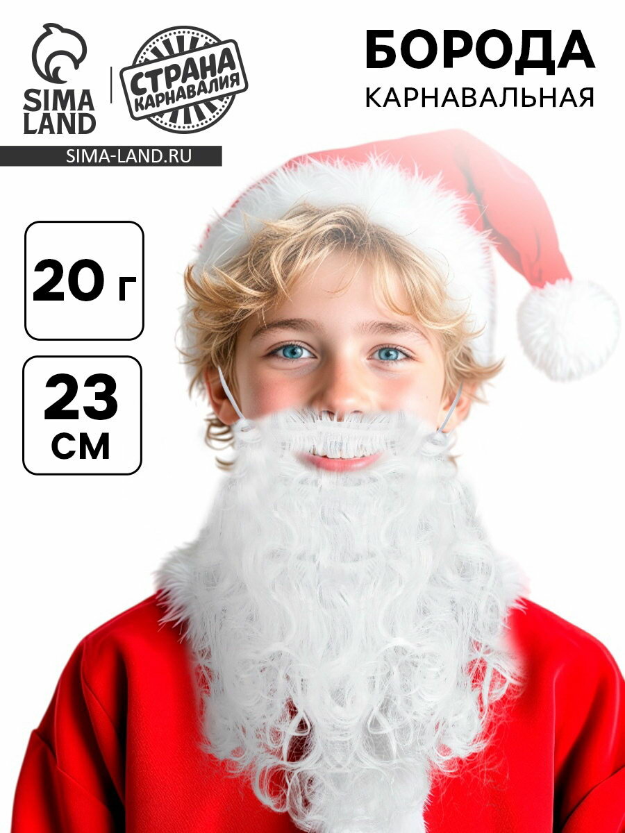Борода карнавальная "Дед Мороз", 20 г, 23 см, возраст: взрослый