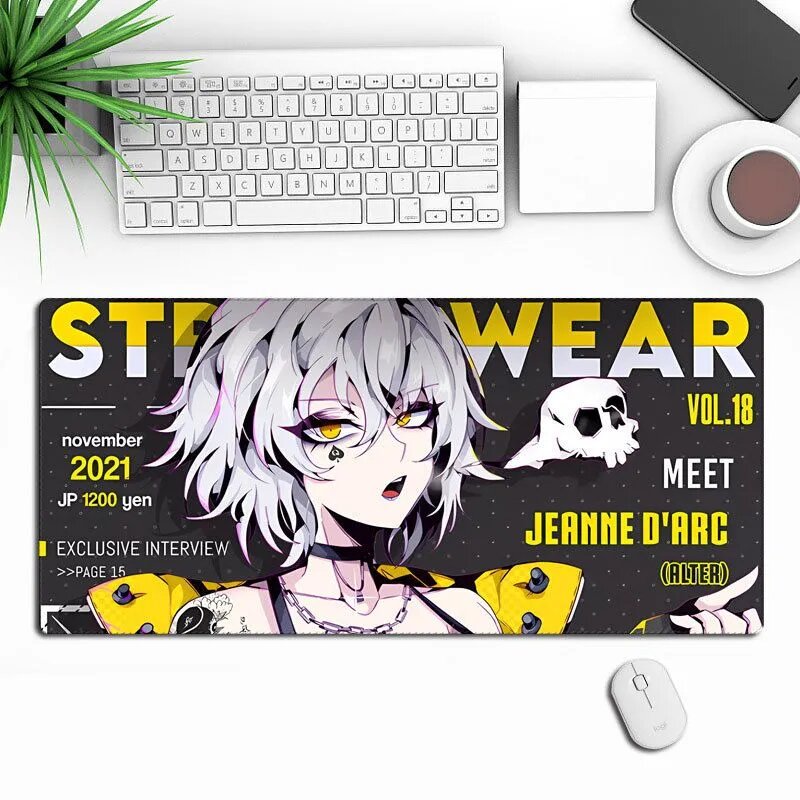 Коврик для мышки Jeanne D'Arc XXL, разноцветный для геймеров, мягкий, нескользящий