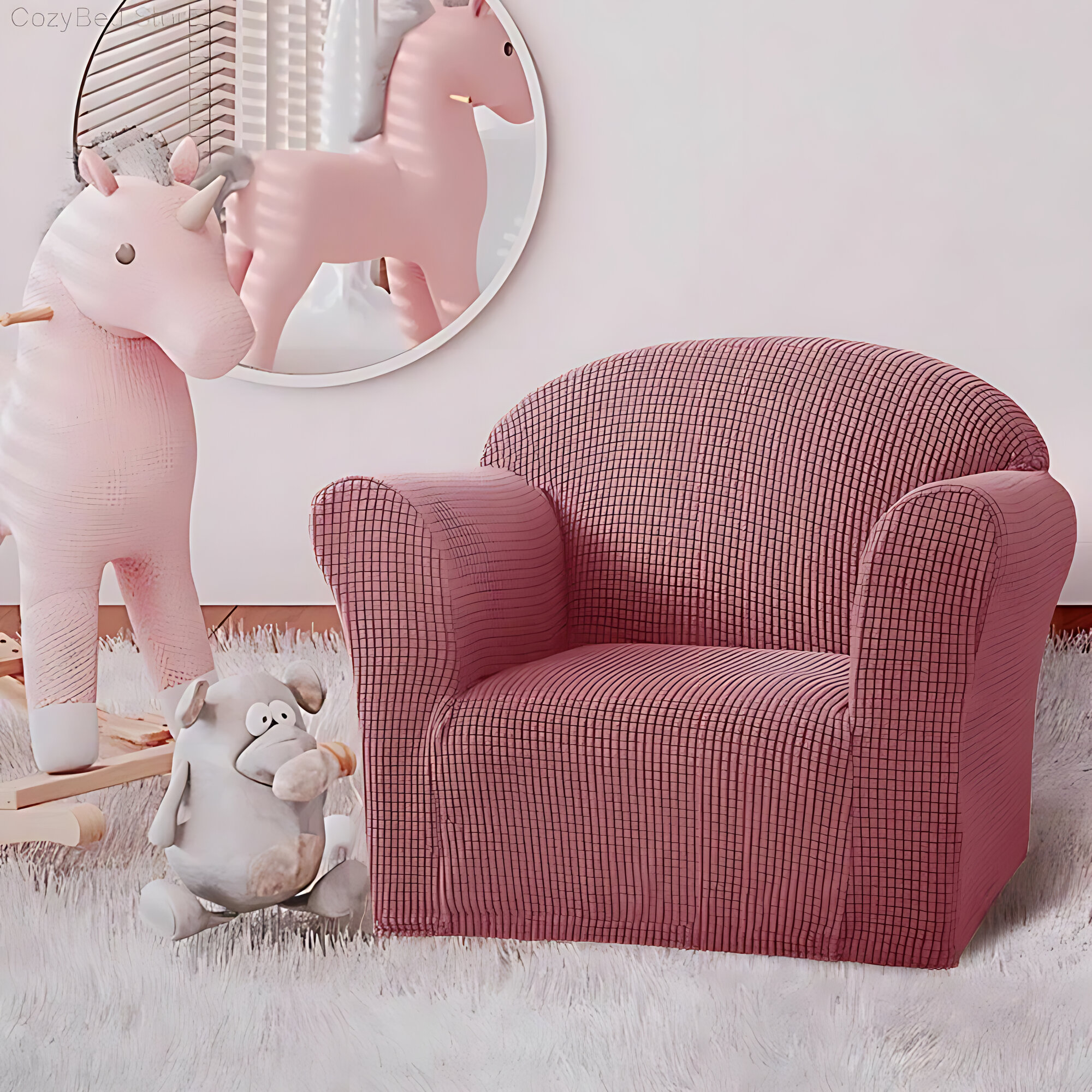 Чехол на кресло RiATEX "Венеция", бордовый, велюр, длина 100 см