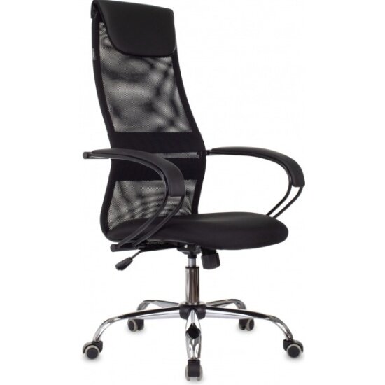 Кресло руководителя Бюрократ CH-607BS черный сетка/ткань крестов. металл хром
