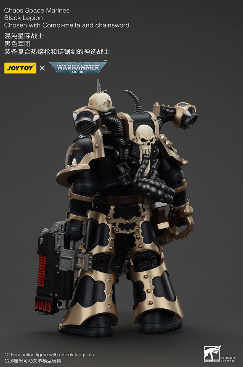 Подвижная фигурка JOYTOY Warhammer 40000 Chaos Space Marines Black Legion Chosen WITH Combi-melta and chainsword