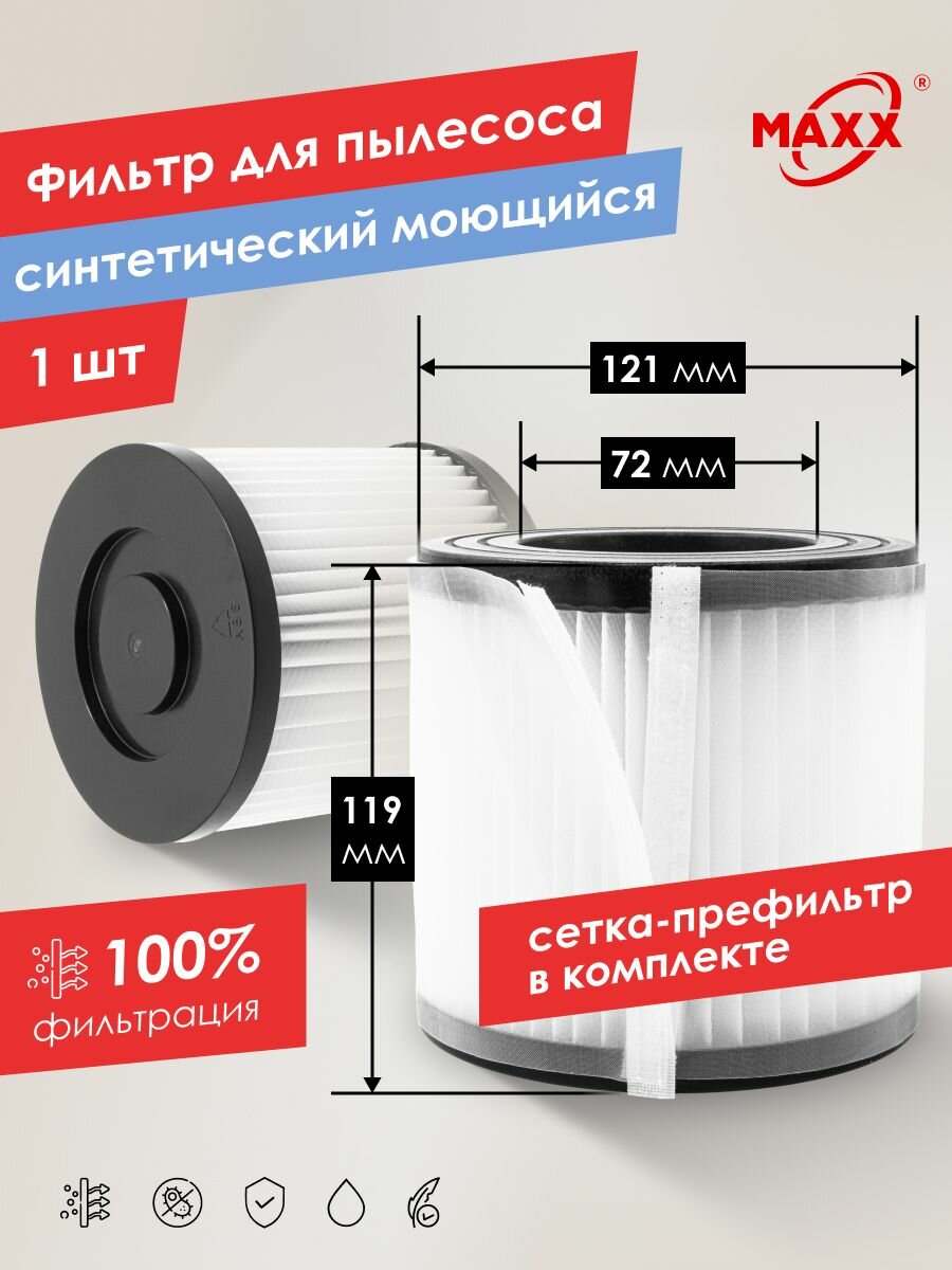 HEPA моющийся фильтр и фильтр-сетка для пылесосов диаметр внутренний 72 мм