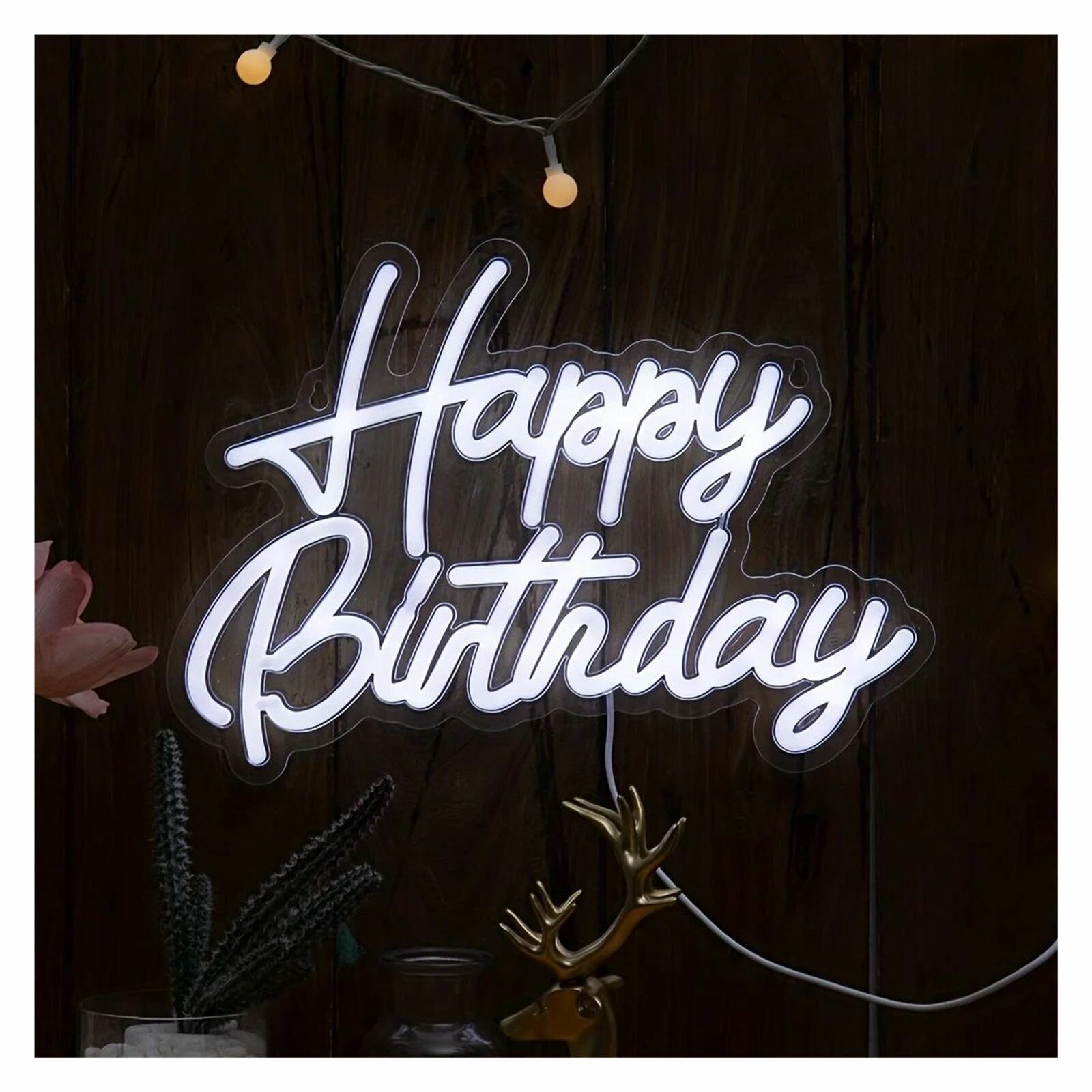 Happy Birthday Декор Неоновая Вывеска 34смx24см