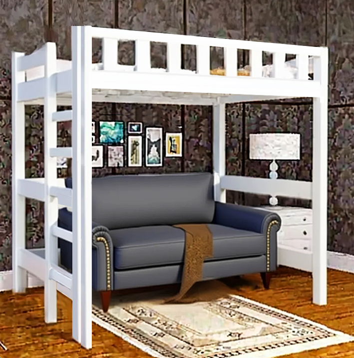 Кровать-чердак остин №2 90х190 белая из массива сосны с ортопедическим дном