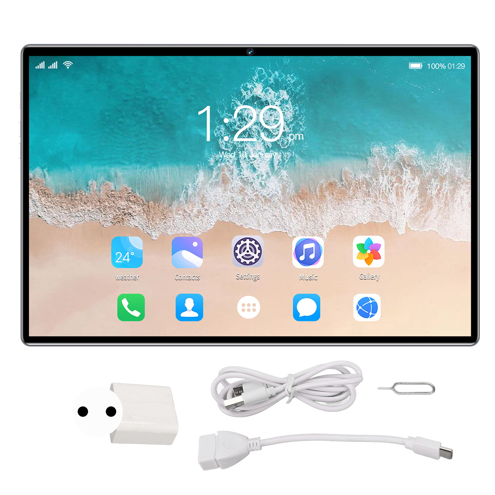 10дюймовый планшет 6G/256G, 4Gзвонки, 5G WiFi, Android 11, 100240V, EU, золотой