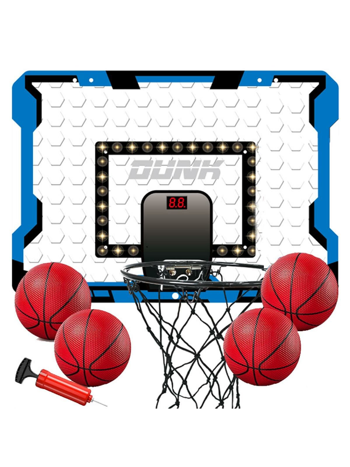 Комплект из 1 безопасных баскетбольных ворот ABS с подсветкой счетчика 4 мяча