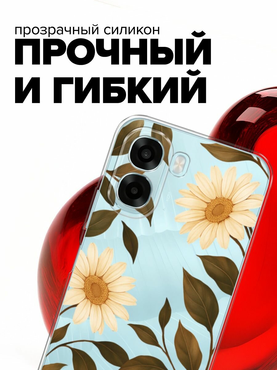 Силиконовый чехол на Oppo A6x / Оппо A6x с принтом ромашки — фото 1