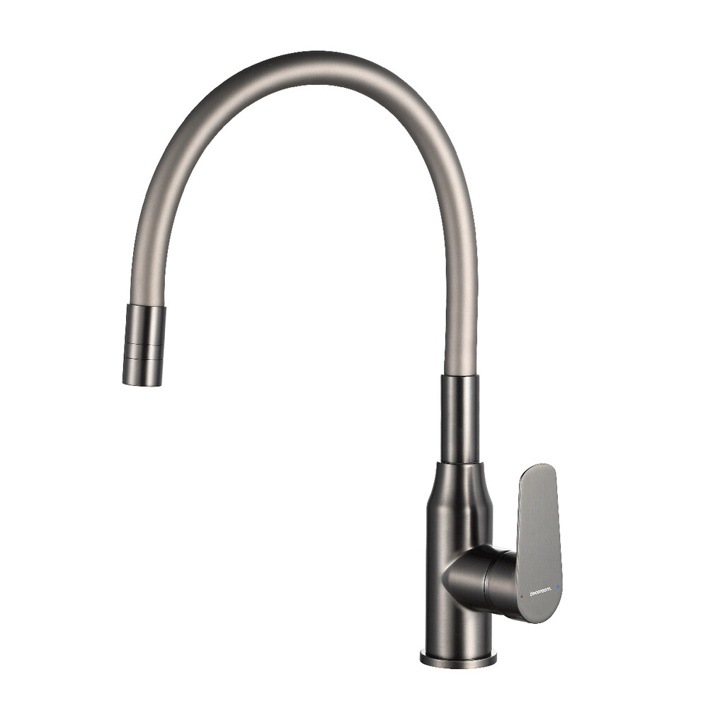 Смеситель для кухни Decoroom DR29 графит с гибким изливом однорычажный (DR29024GM)