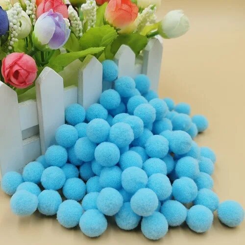 Помпоны полиэстер 25 мм, голубой (07Blue)