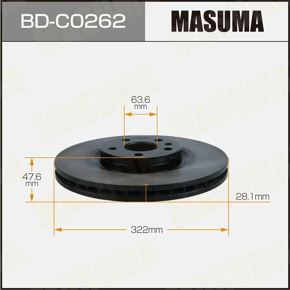 Диск тормозной передний MASUMA BD-C0262 Geely Tugella