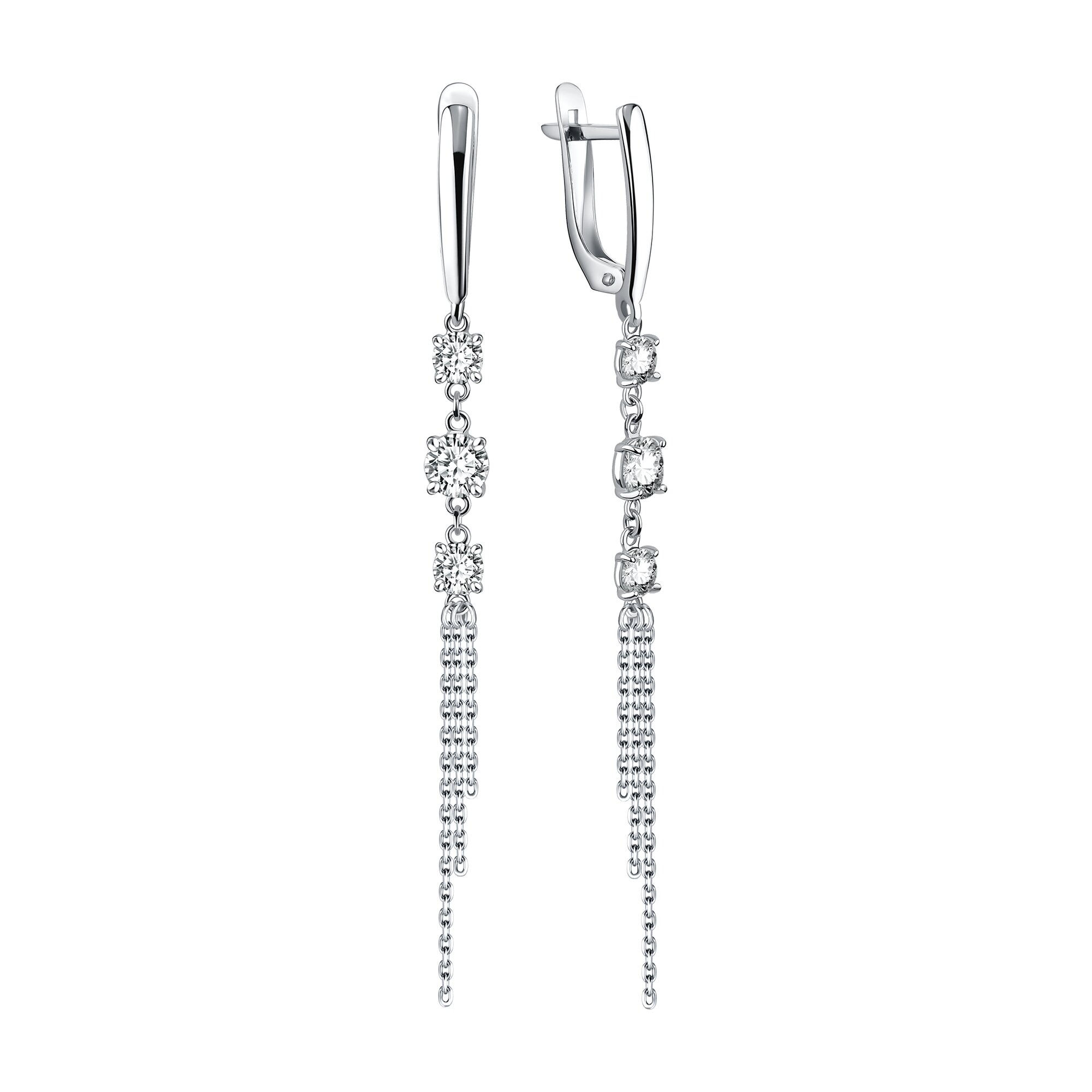 Серьги Diamant online, серебро, 925 проба, родирование, фианит