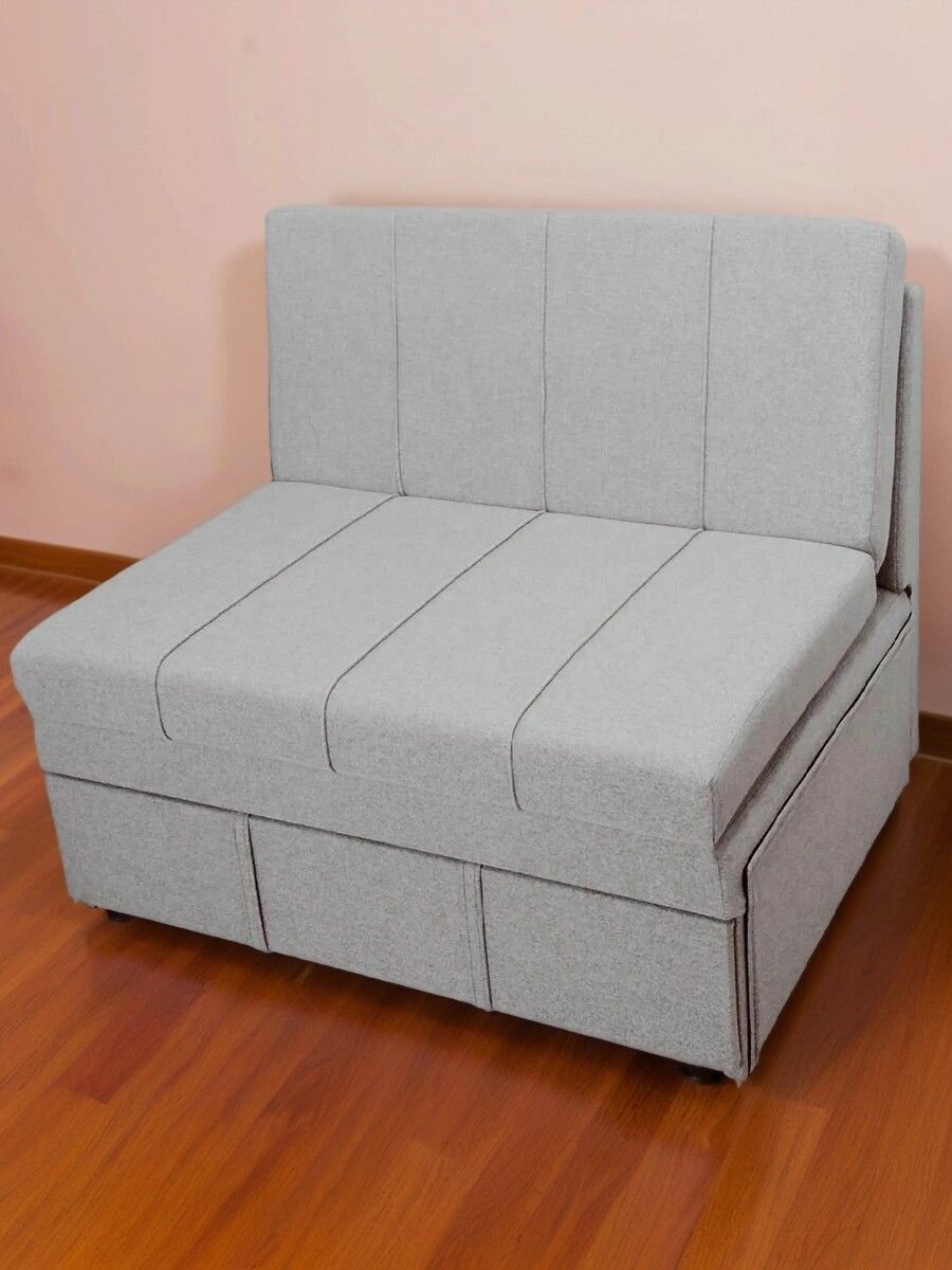 Диван-кровать Престиж 110 без подлокотников, с ящиком для белья, ткань, светло-серый