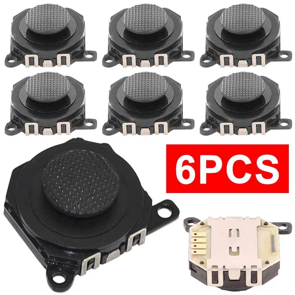 Джойстик-заменитель для PSP, 3D аналоговый стик, черный, для ремонта, 6 шт.