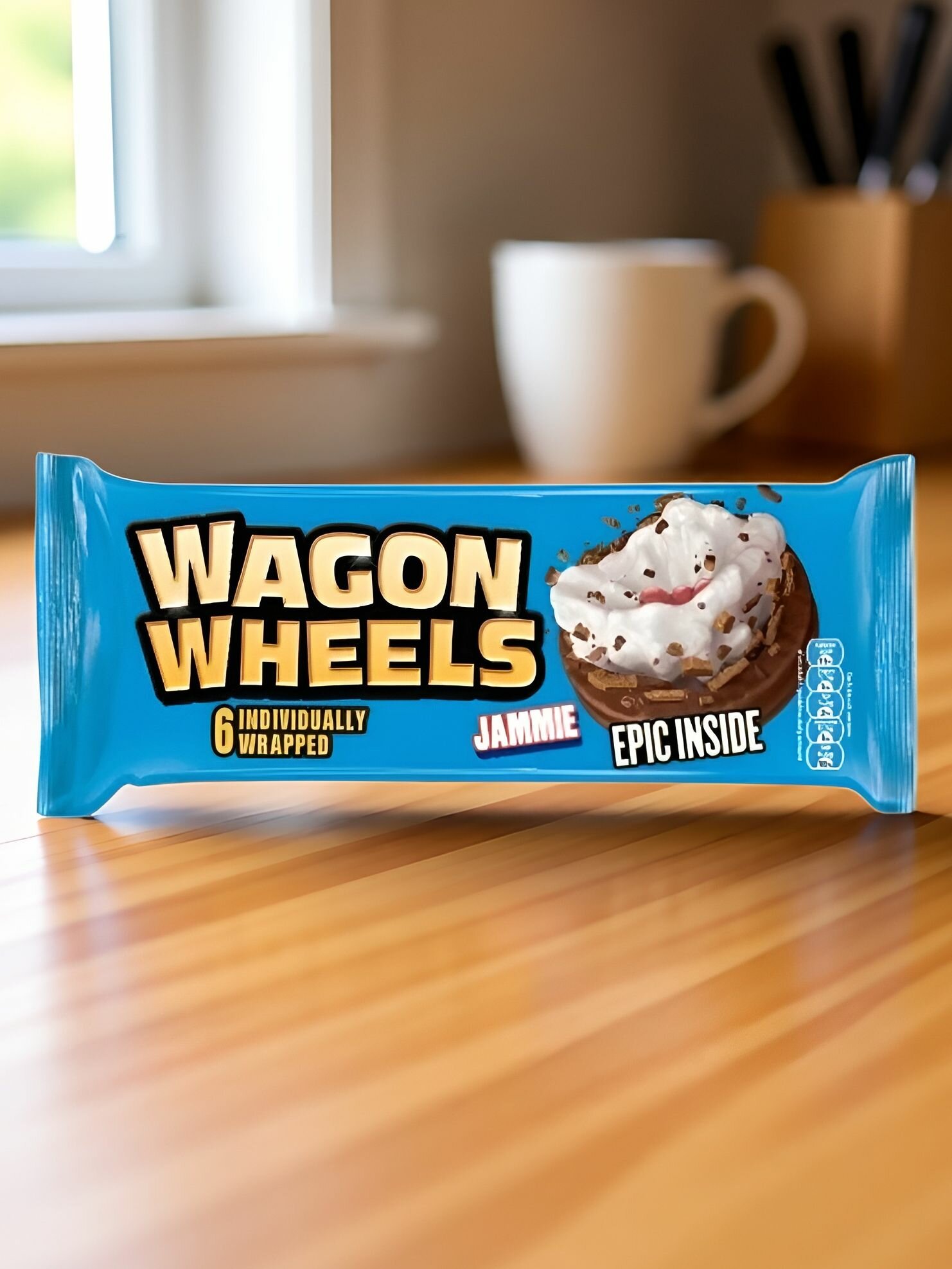 Печенье в шоколаде Wagon Wheels Jammie слоеное изделие с суфле, джемом и бисквитом, покрытое глазурью, синее
