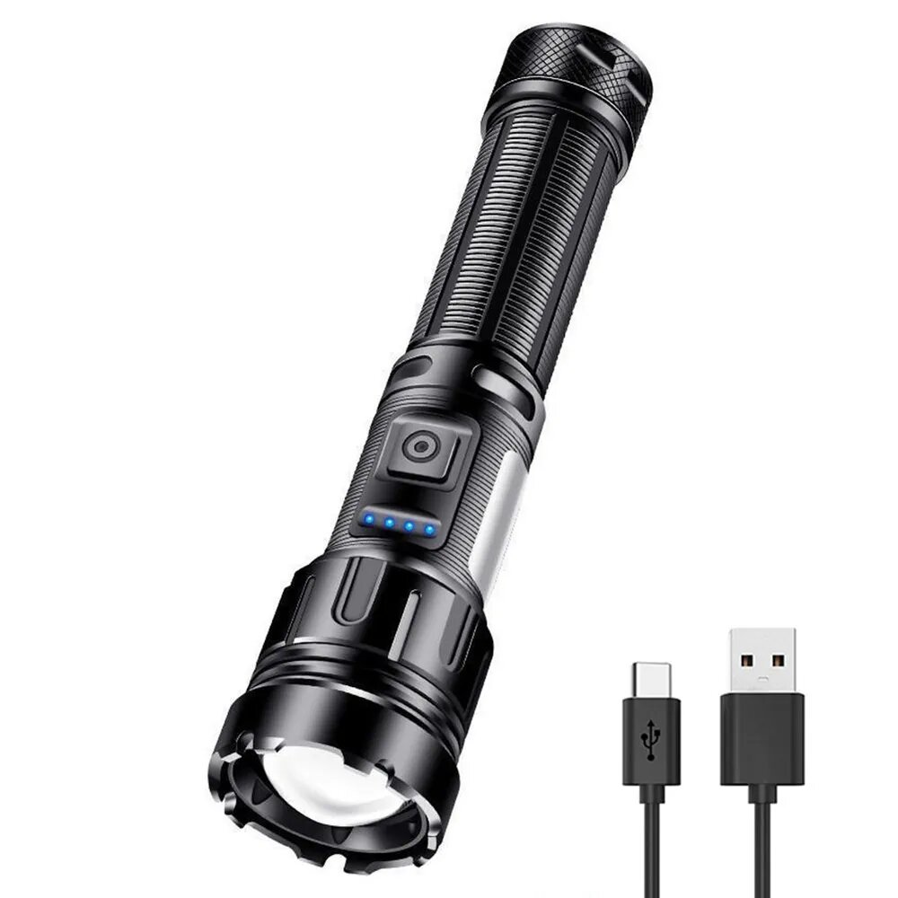 Milochic Фонарь-прожектор XHP50+395 нм + COB LED, USB-C зарядка, серый