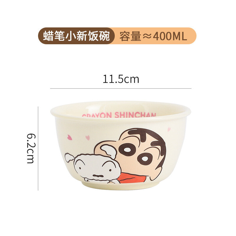 Набор керамических мисок в коллаборации с Crayon Shin-chan, милые детские миски, высокая эстетическая ценность, домашняя керамика с мультяшным дизайном.