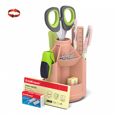 Набор настольный вращающийся пластиковый Erich Krause® Mini Desk, Powder, персиковый