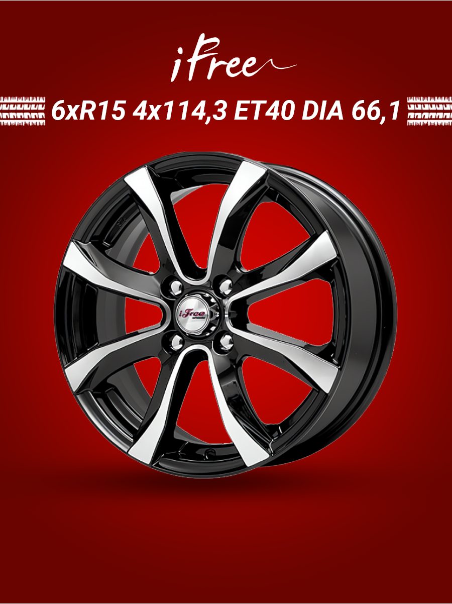Диск автомобильный iFree Дайс 6x15 4x114,3 ET40 66,1 Блэк джек
