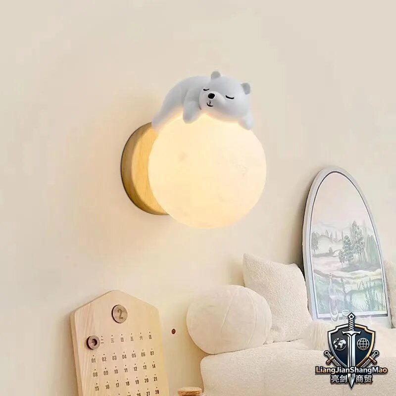 Настенный светильник, LED, 5 Вт для детской комнаты, Мишка на Луне