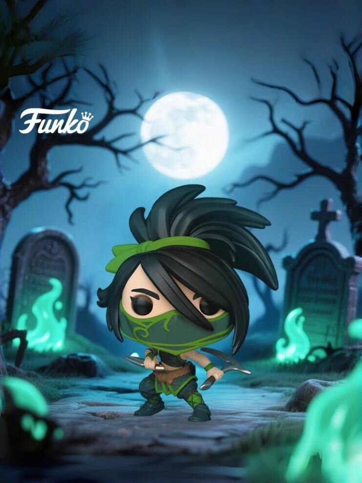 Фигурка funko pop "League of Legends Акали", интерактивная, пластик, 1 элемент, 16 см, цвет хаки