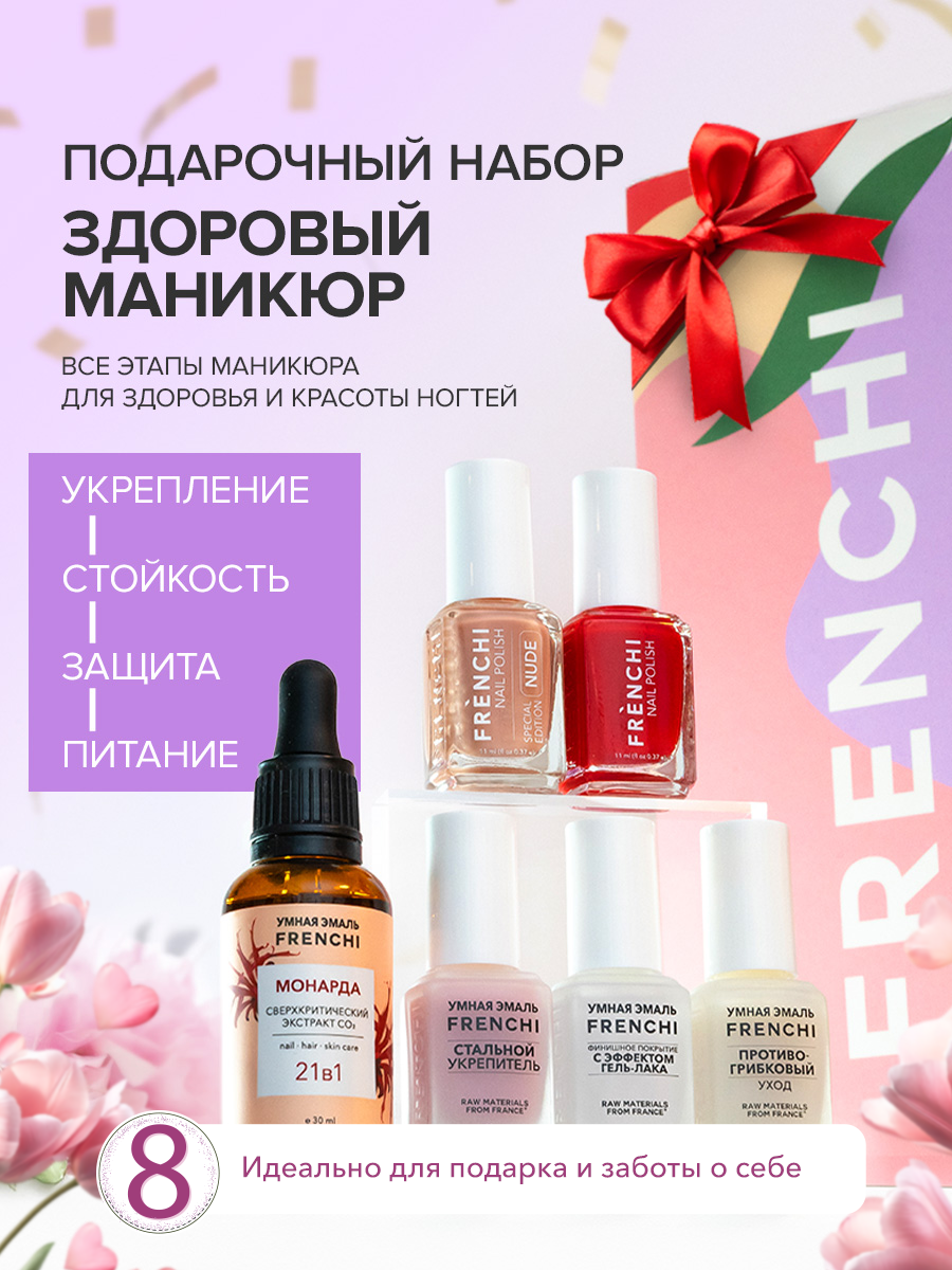 Подарочный набор лаков для ногтей «Здоровый маникюр» FRENCHI с линейкой Умная Эмаль