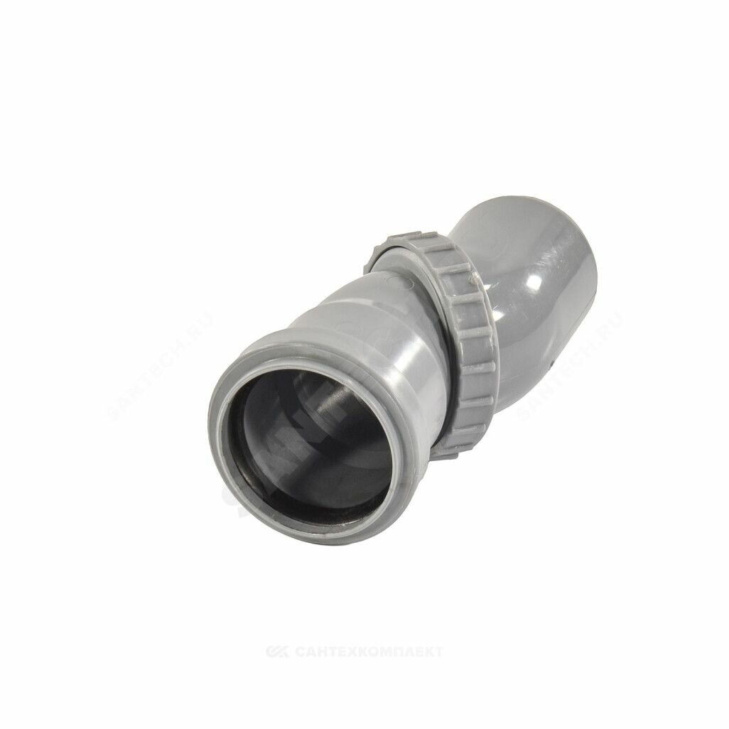 Отвод поворотный 50 х 0-88 град. Для внутренней канализации Valfex цвет серый.