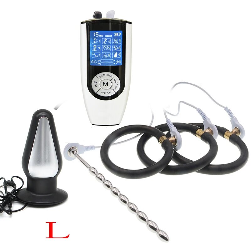 Анальная пробка BDSM с электрическим током, кольцо на член с электростимуляцией, уретрная пробка, 8