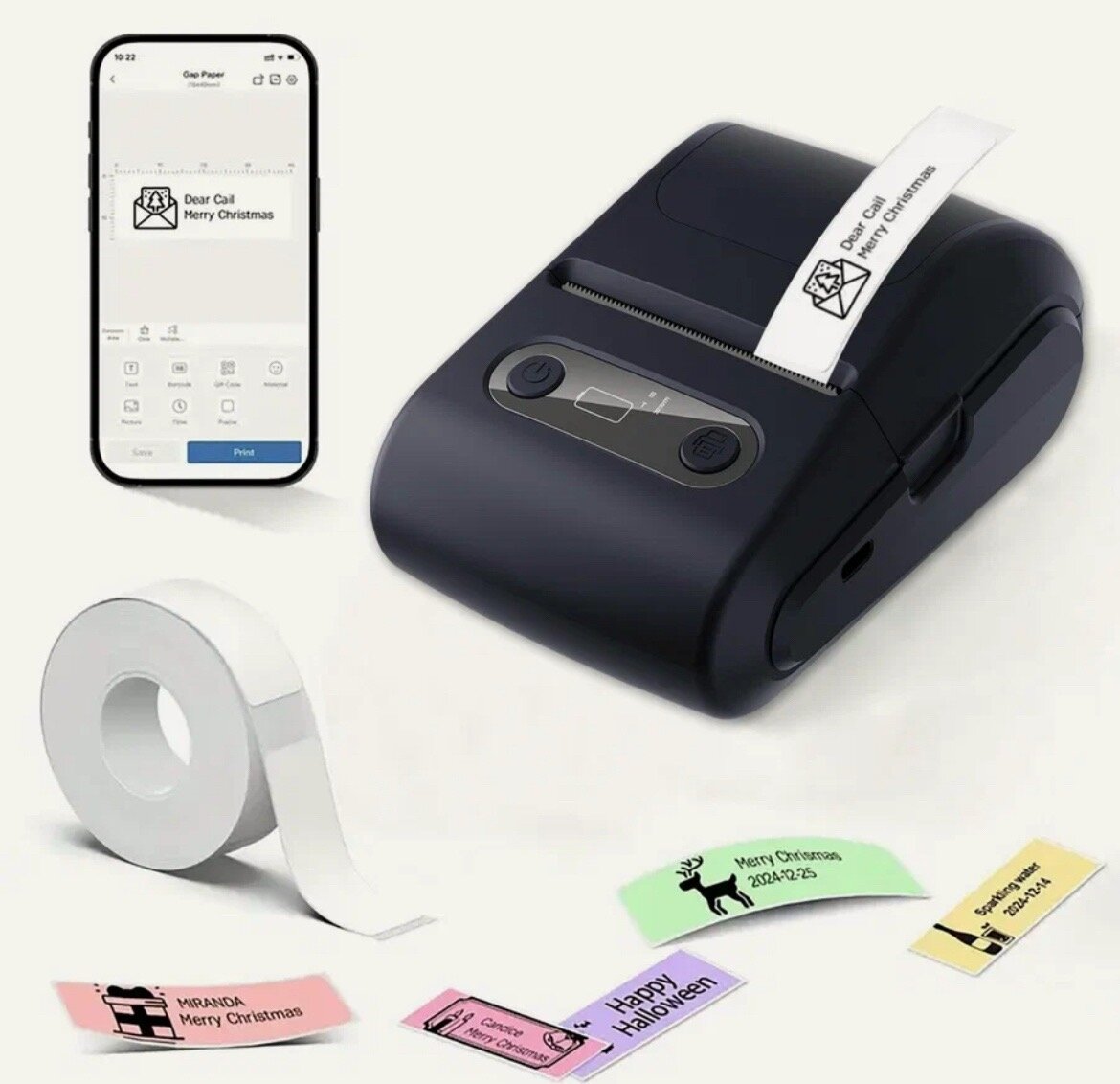 Термопринтер портативный, Bluetooth, термобумага в комплекте