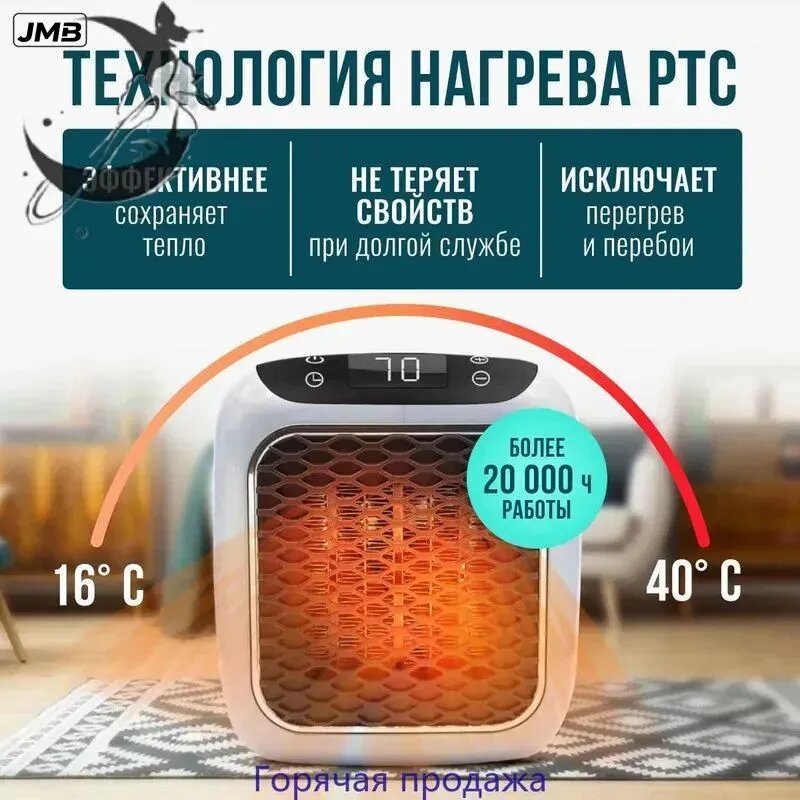 Обогреватель Конвекционный керамический с пультом ДУ и таймером для дома и офиса — фото 1