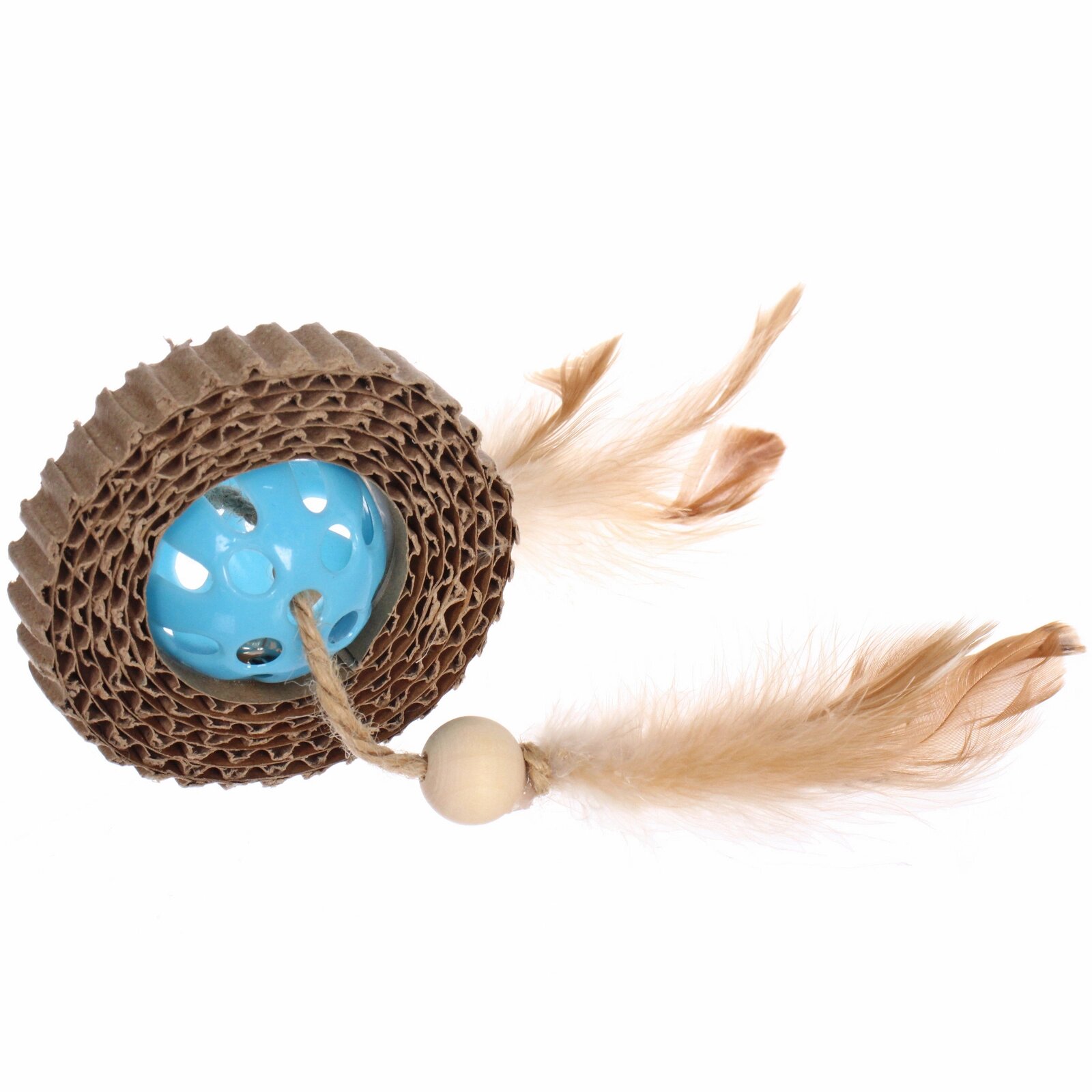 Игрушка-когтеточка «ЦапЦап» с шариком и бубенчиком, картон/пластик, 7x1,5см, синяя