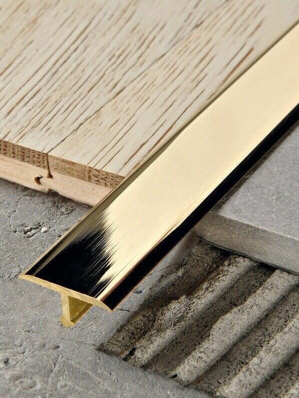 Т образный профиль 20 мм соединитель для пола латунный PCROL Progress profilles, Латунь полированная 2700 мм -1 шт