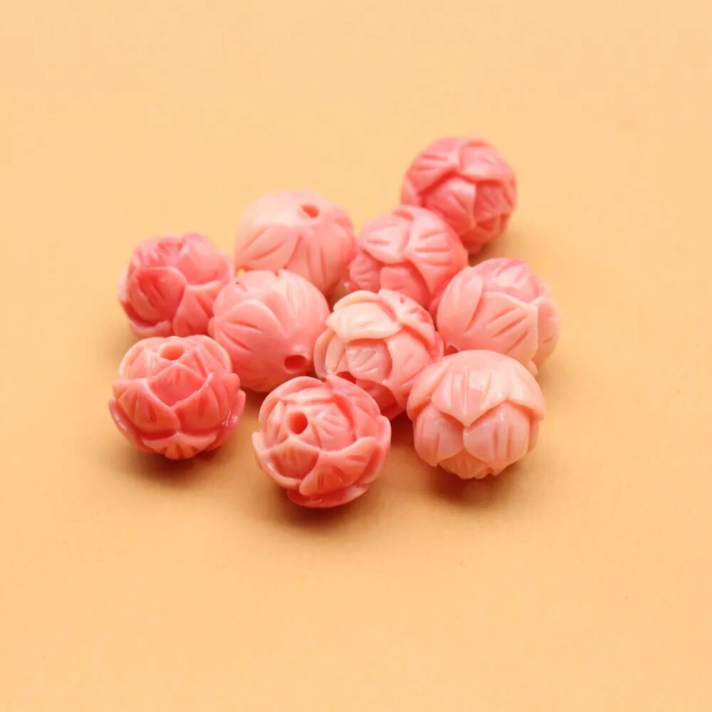 Бусины Akusesari искусственный коралл 10 мм 10 шт Розовый, Pink White