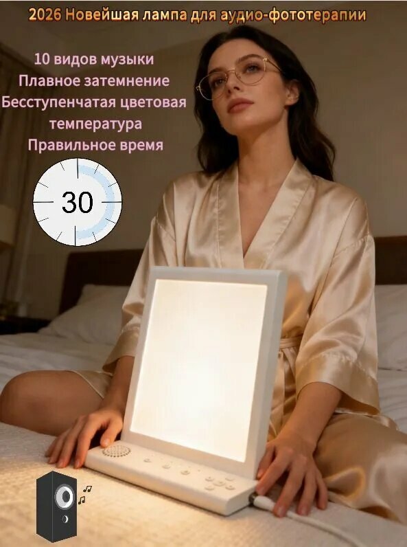 Лампа для светотерапии EcoHitek Living Sunshine. Яркость до 11000 люкс. SAD лампа. Выбор уровня яркости и оттенка освещения. Таймер. Компенсирует недостаток света, улучшает настроение и самочувствие.