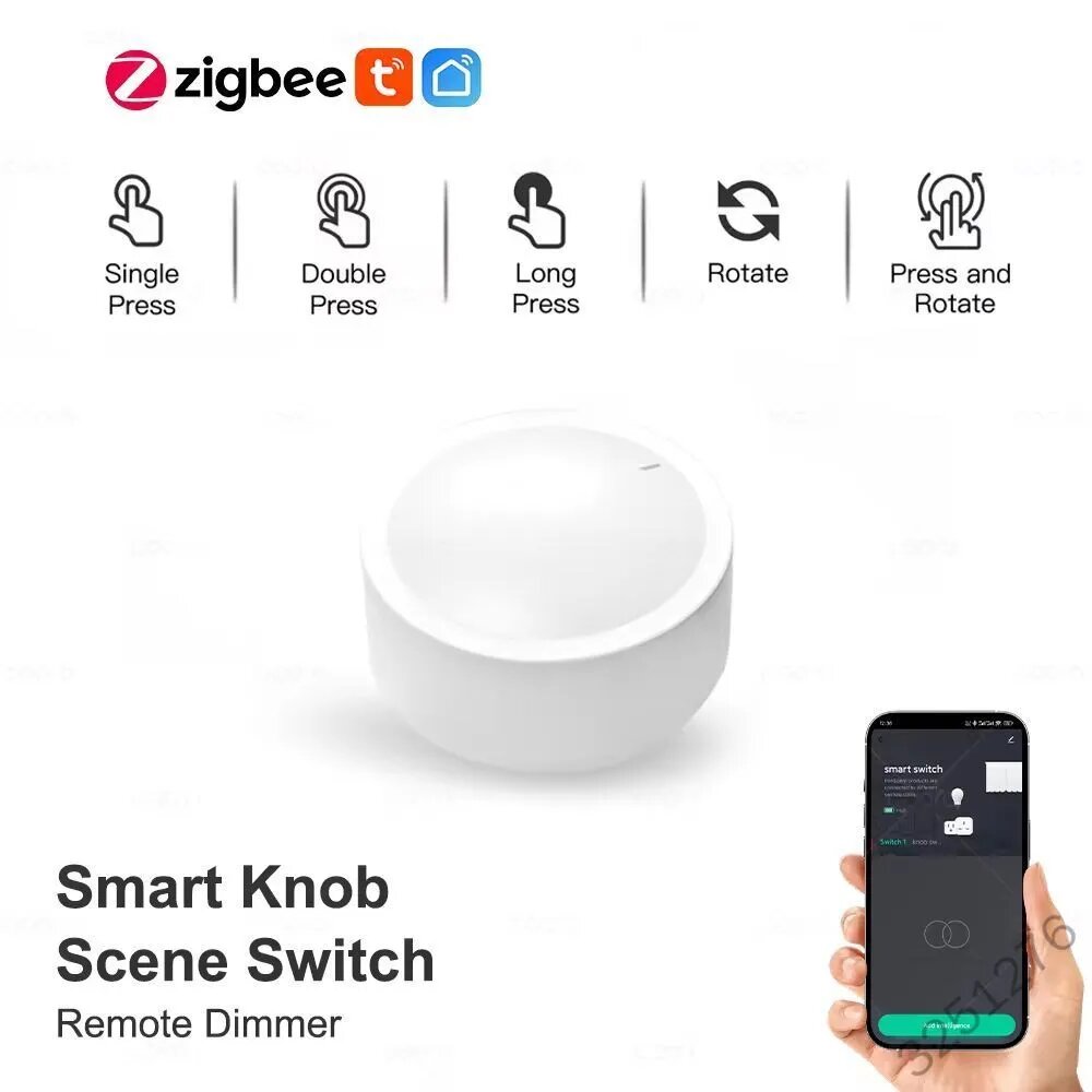 Умный выключатель Smart Knob Scene Switch Zigbee, дистанционное управление, диммер, белый