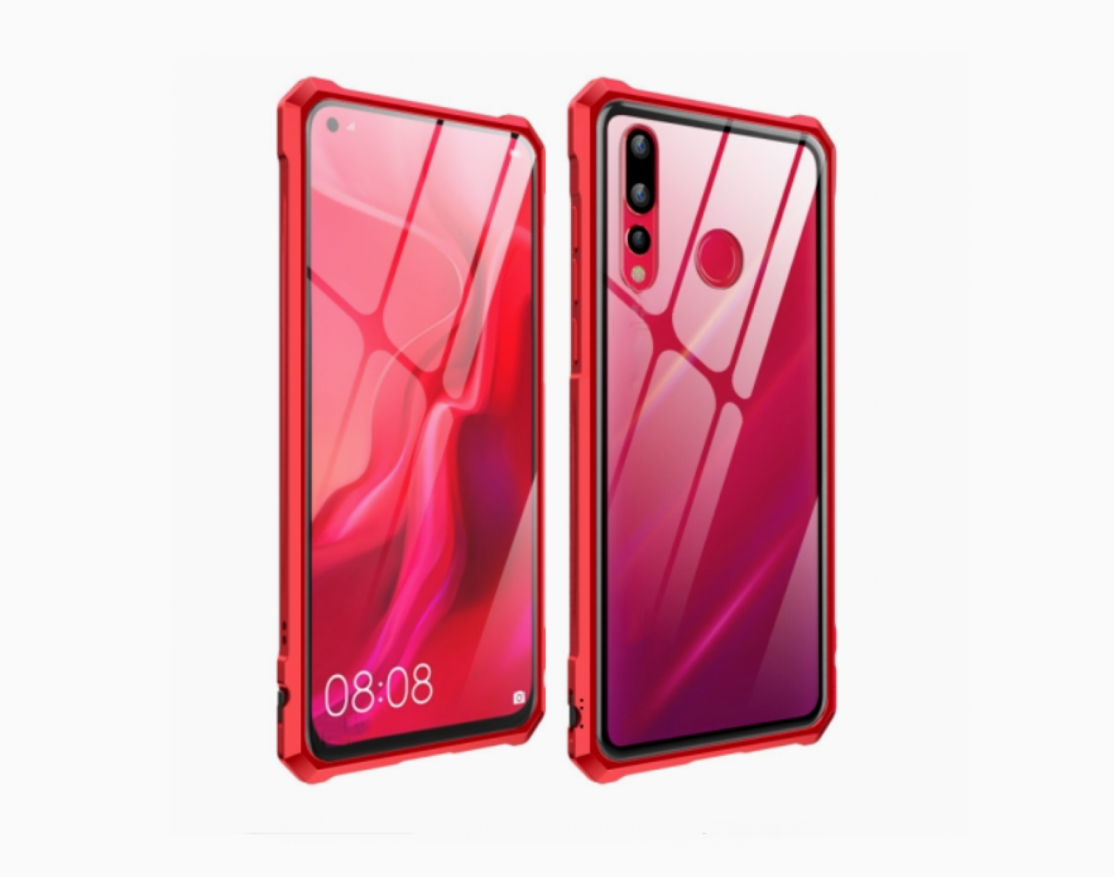 Чехол-бампер Чехол. ру для Huawei P30 Lite / Nova 4E / Honor 20 Lite / Honor 20s с защитным стеклом Gorilla Glass, противоударный, красный