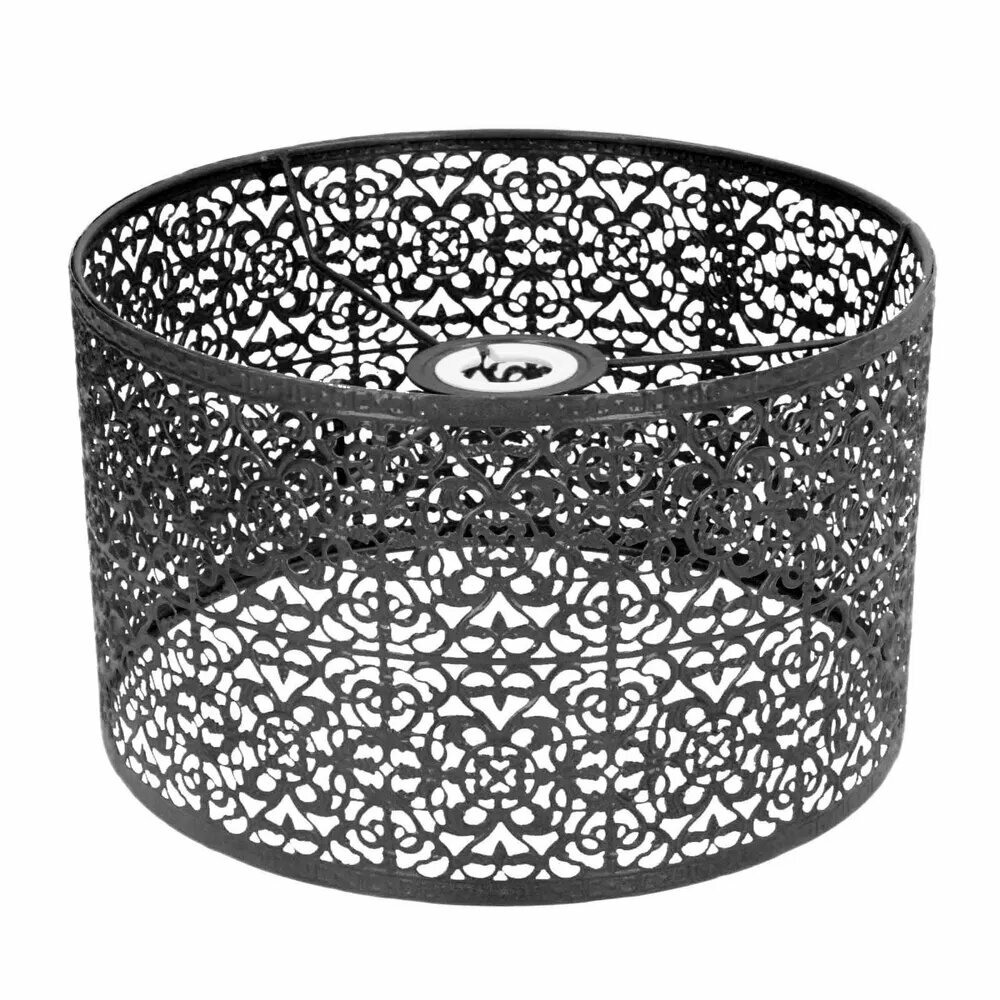 Ажурный металлический абажур "Цветок монеты", черный, для E27/E14