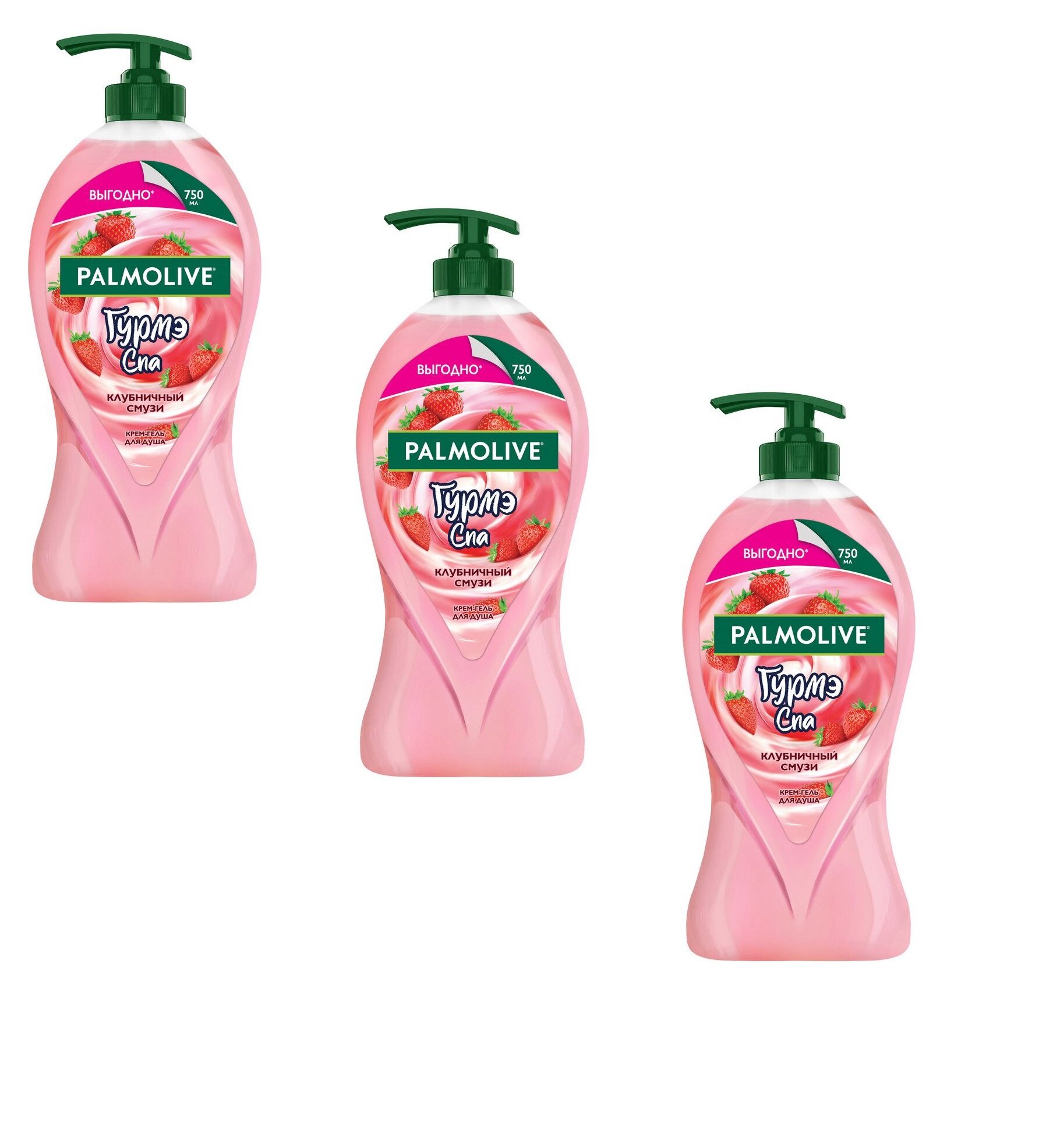 Душ-гель Palmolive Гурмэ Spa Клубничный Смузи 750 мл 3шт