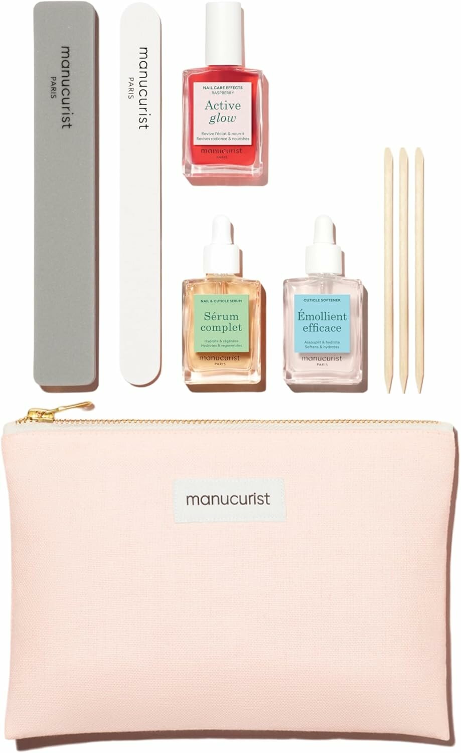 Manucurist Набор для маникюра Active Glow Manicure Kit - Active Glow Raspberry, Emollient Efficace, Serum Complet