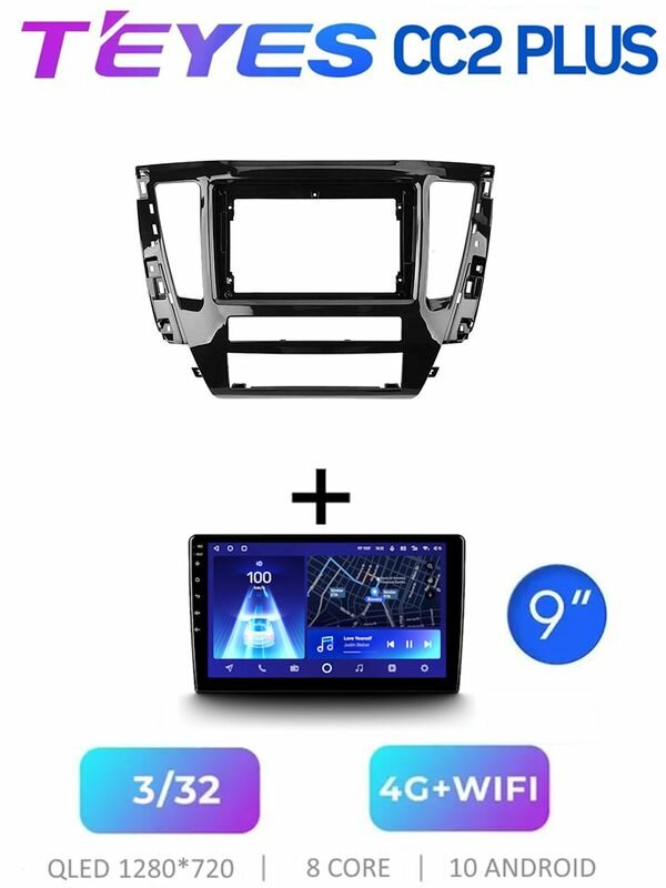 Магнитола 9" Teyes CC2 Plus 3/32 Gb для Mitsubishi Pajero Sport 3 2020-2021