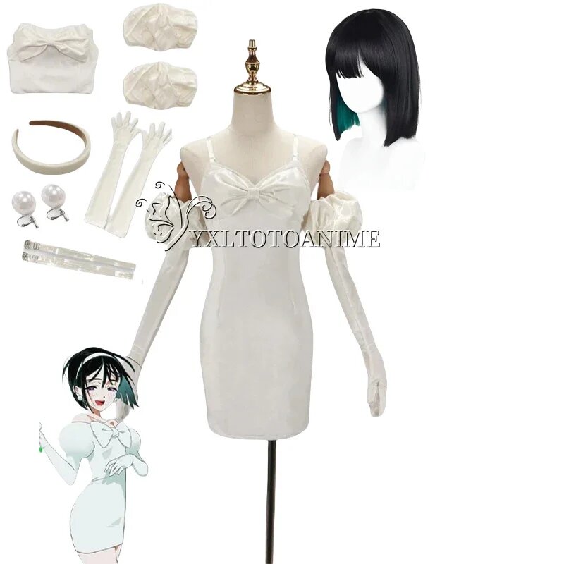 Косплей костюм Mizi Sua, белое платье M, wig