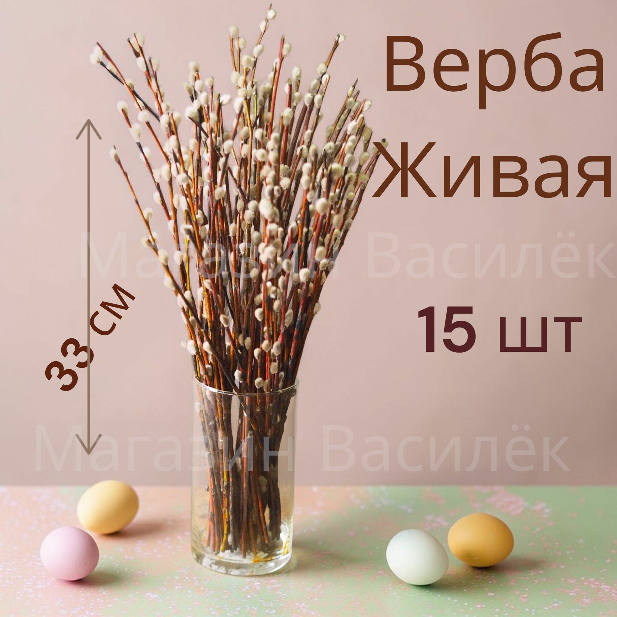 Букет вербы живая на Пасху 15 шт