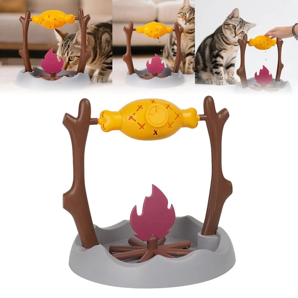 Интерактивная игрушка-кормушка для кошек в виде костра, медленная раздача лакомств, головоломка для умственной нагрузки питомца, антискучная игрушка для котов