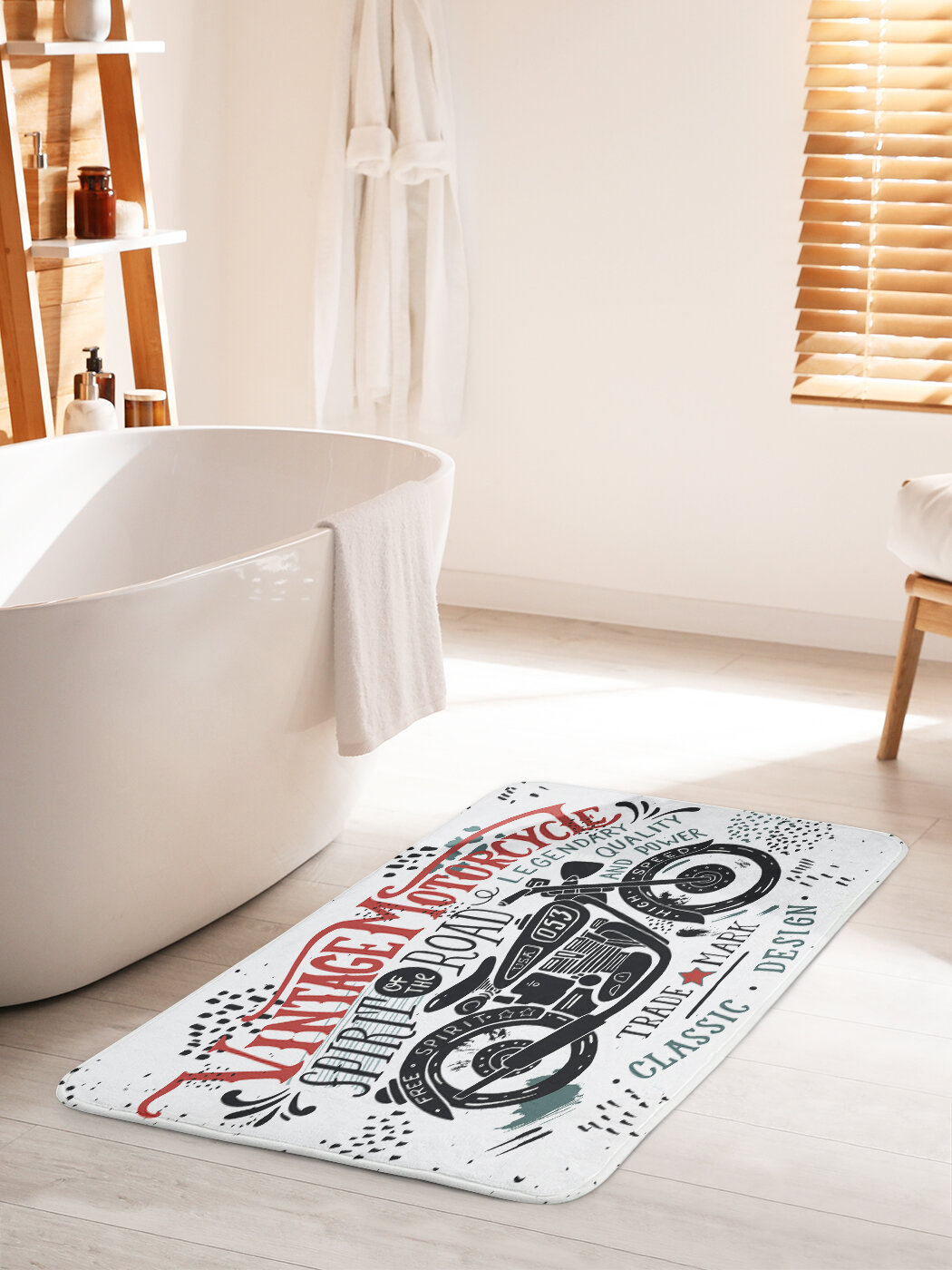 Коврик для ванной комнаты и туалета противоскользящий "Мотоцикл дух дороги" 60х100 см, JoyArty