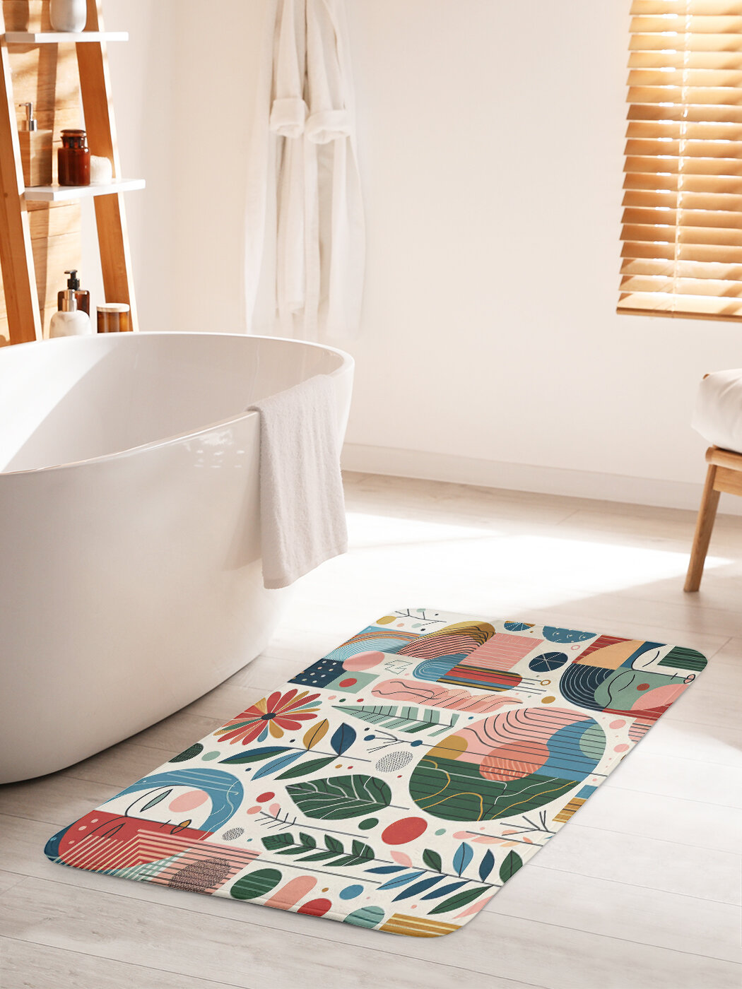 Коврик для ванной комнаты и туалета противоскользящий "Графические элементы" 60х100 см, JoyArty