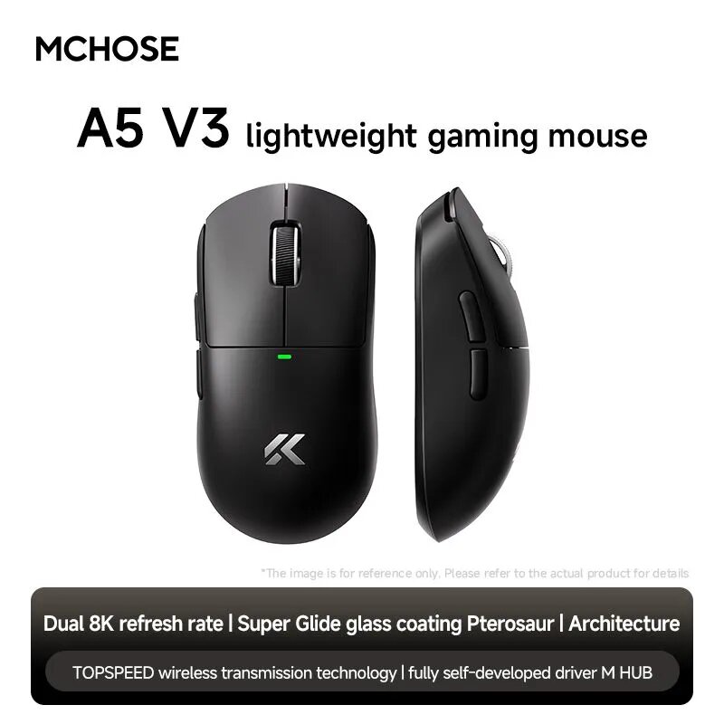 MCHOSE Игровая мышь беспроводная, черный, светло-бежевый